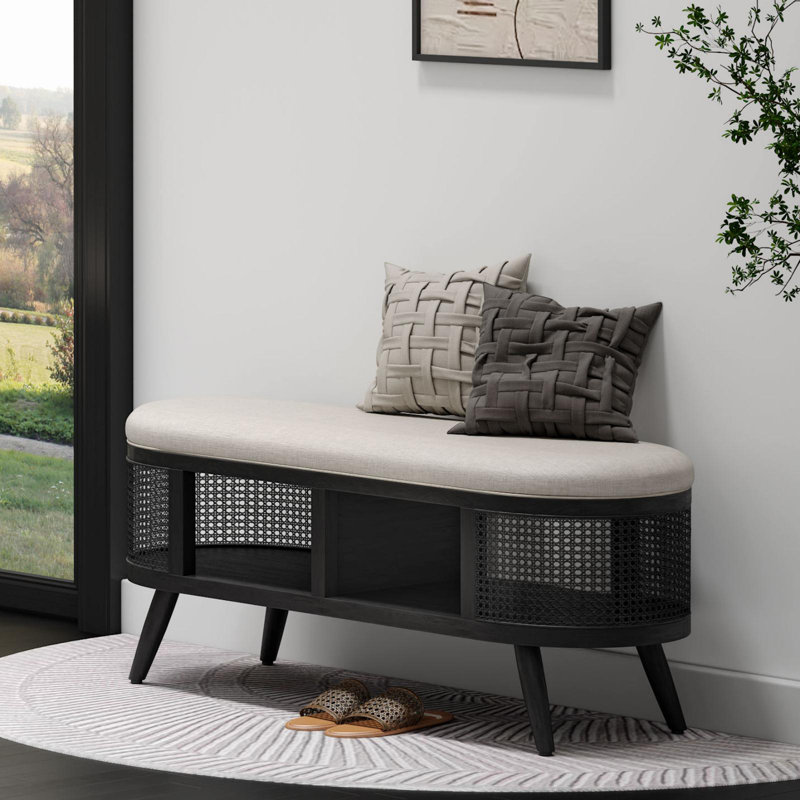 Rattan Upholstered Shoe Storage Bench Corrigan Studio